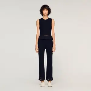 Sandro Ruffled Knit Trousers