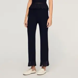 Sandro Ruffled Knit Trousers