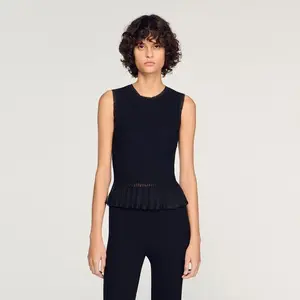 Sandro Ruffled Ottoman Knit Top