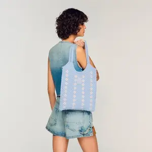 Sandro Crochet Mesh Bag - Sky Blue