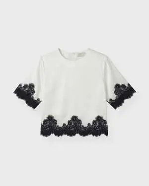 WAKAKUU Canary" Lace Trim Top - Offwhite