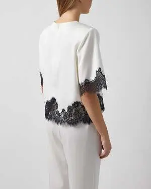 WAKAKUU Canary" Lace Trim Top - Offwhite