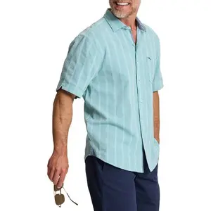Tommy Bahama Nova Wave Short Sleeve Seersucker Button-up Shirt - Blue Chaise