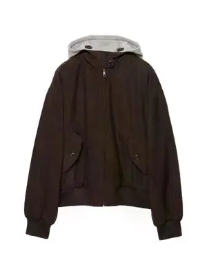 Prada Hooded Rush-stitch Jacket - Brown