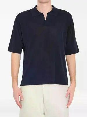 ROBERTO COLLINA Ribbed V-neck Polo Shirt