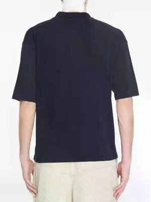 ROBERTO COLLINA Ribbed V-neck Polo Shirt