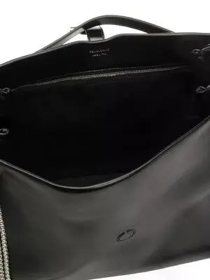 FERRAGAMO Chain Handle Leather Tote Bag - Black