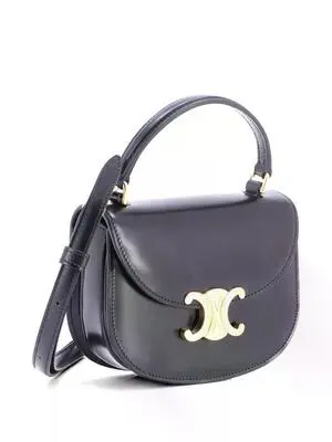 Celine Triomphe Besace Clea Top Handle Flap Bag - Black