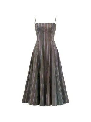 Staud Striped A-line Midi Dress