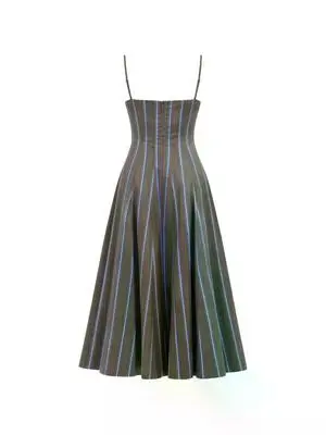 Staud Striped A-line Midi Dress