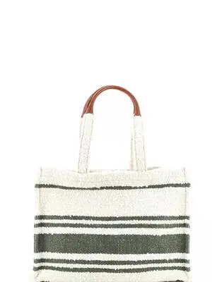 Celine Cabas Thais Striped Fabric Large Tote Bag