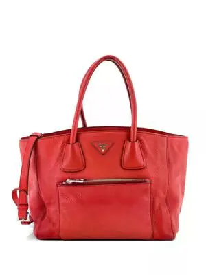 Prada Front Pocket Wing Convertible Vitello Daino Tote Bag - Red