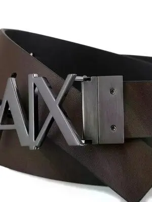 Armani Exchange Logo Buckle Leather Belt