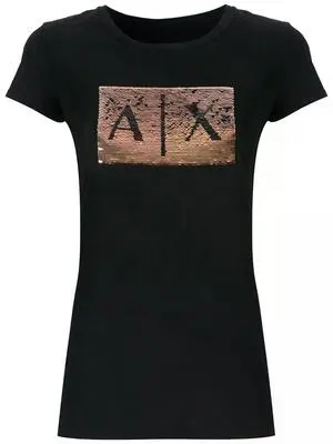 Armani Exchange Sequin-embellished Crew-neck T-shirt - Black