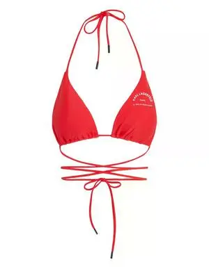 Karl Lagerfeld Logo-print Triangle Bikini Top - Red