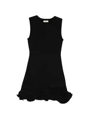 Sandro Ruffled Knit Mini Dress - Black