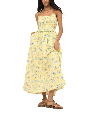 NOBODY'S CHILD Alina Floral Print Midi Dress - Yellow