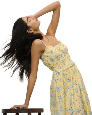 NOBODY'S CHILD Alina Floral Print Midi Dress