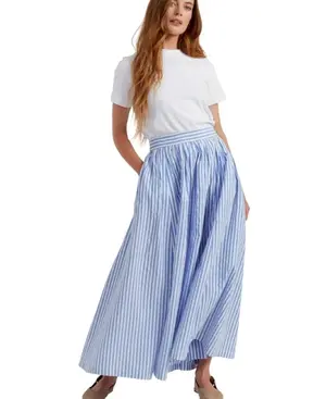 Chinti & Parker Cotton Oxford Stripe Skirt