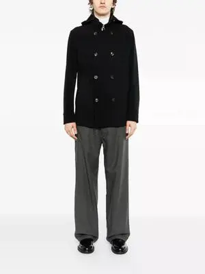 MONTECORE Double-breasted Hooded Jacket - Black