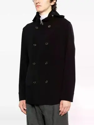 MONTECORE Double-breasted Hooded Jacket - Black