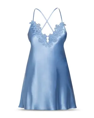 IN BLOOM BY JONQUIL Lace Trimmed Chemise - Conflower Blue