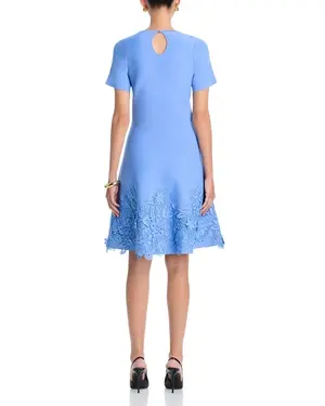 Rickie Freeman For Teri Jon Short Sleeve Lace Hem Knit Dress