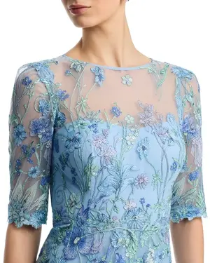 Rickie Freeman For Teri Jon Embroidered Tulle Gown