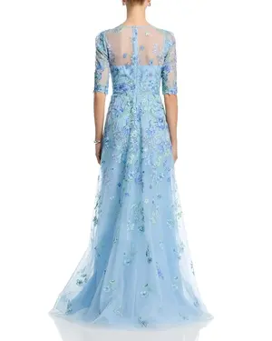 Rickie Freeman For Teri Jon Embroidered Tulle Gown
