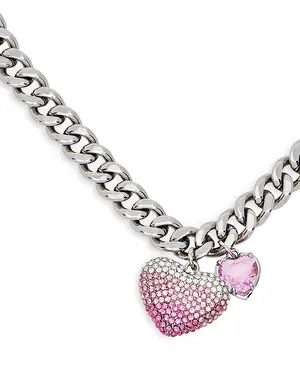 Marc Jacobs The Heart Balloon Pave Chain Necklace - Silver/rose