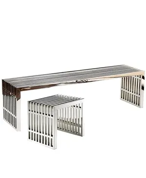 MODWAY Gridiron Benches, Set Of 2 - Silver