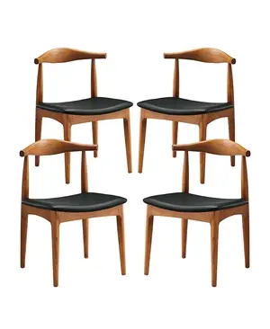 MODWAY Tracy Wood Dining Chairs, Set Of 4 - Black