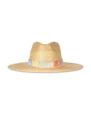 SUNSHINE TIENDA Crochet Palm Straw Hat - Pastel Multi