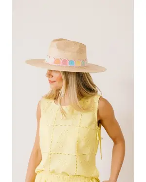 SUNSHINE TIENDA Crochet Palm Straw Hat