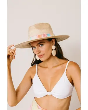 SUNSHINE TIENDA Crochet Palm Straw Hat