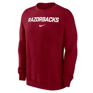 Nike Arkansas Razorbacks Club Fleece Ncaa Pullover Crew-neck Sweatshirt