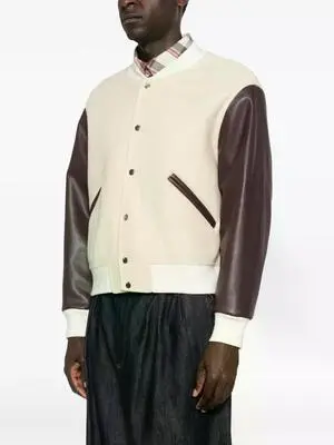 JIL SANDER Bomber Jacket With Leather Sleeves - Neutrals
