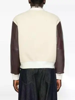 JIL SANDER Bomber Jacket With Leather Sleeves - Neutrals