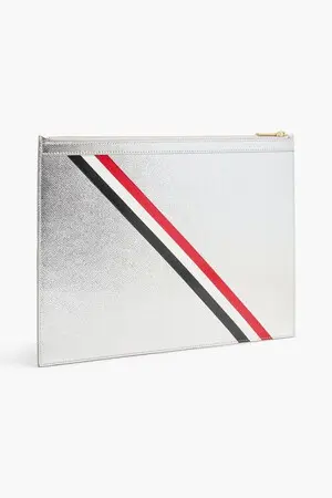 Thom Browne Striped Metallic Textured-leather Document Case