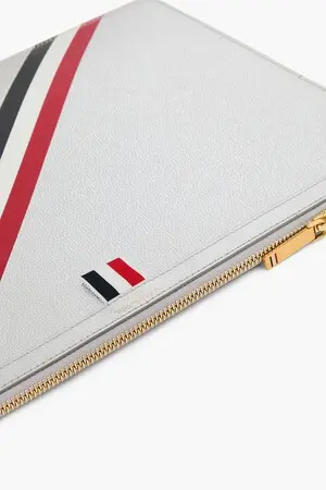 Thom Browne Striped Metallic Textured-leather Document Case