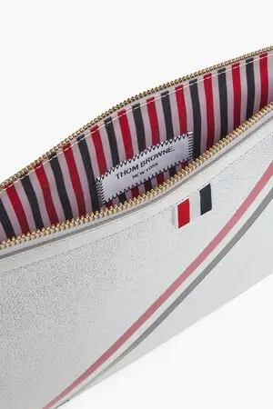 Thom Browne Striped Metallic Textured-leather Document Case
