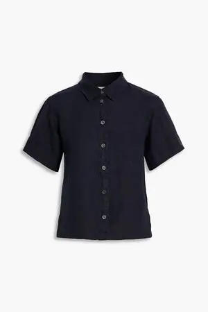 Women's Navy Linen Shirts