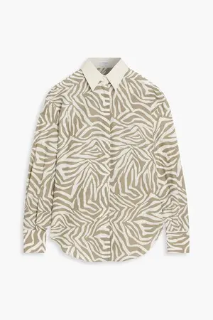 Oversized Palm Leaf Print Shirts