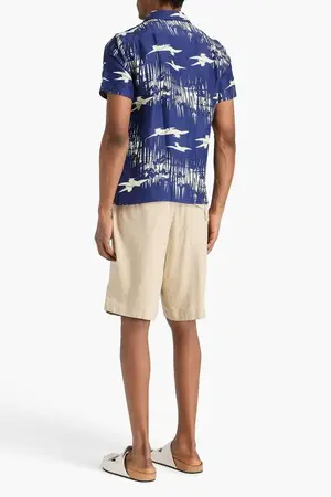 Orlebar Brown Hibbert Printed Linenblend Shirt - Navy