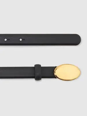 REISS Elora Leather Belt With Oval Buckle