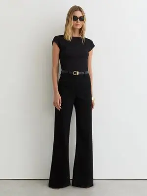 REISS Serena Stretch-cotton Scoop-back Top - Black