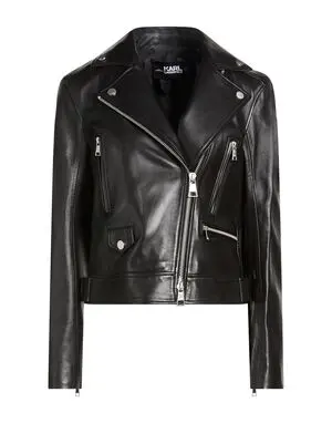 Karl Lagerfeld Lambskin Biker Jacket - Black