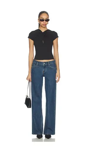 GRLFRND Keyhole Twist Short Sleeve Tee - Black