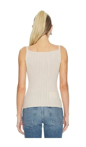 Soft Goat Cable Knit Singlet Top - Chalk