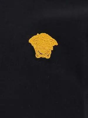 Versace Cotton Tshirt With Embroidered Logo On The Front
